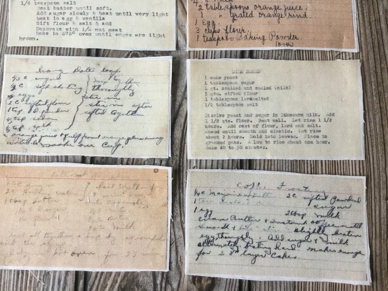 12 Piece Hand-writing Recipe Text Words Iron-on Cotton Fabric - Etsy