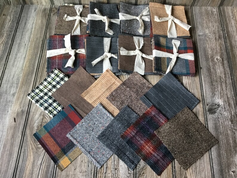 10 of 5" Square Vintage Wool Fabric Pieces for Craft Journaling, Slow ...