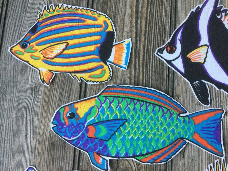 5 Big Tropical Fish Iron-on Cotton Fabric Applique Patches - Etsy
