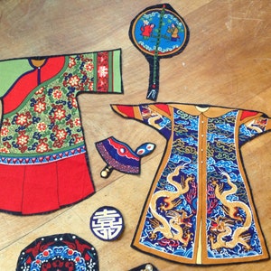 11 Piece Chinese Ching Dynasty Wedding Costume Iron-on Cotton Fabric ...