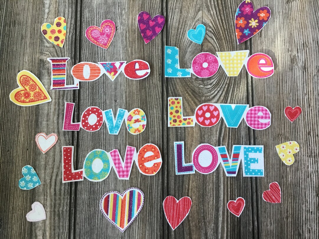 21 Piece of Word "love", Big & Small Heart Iron-on Cotton Fabric ...