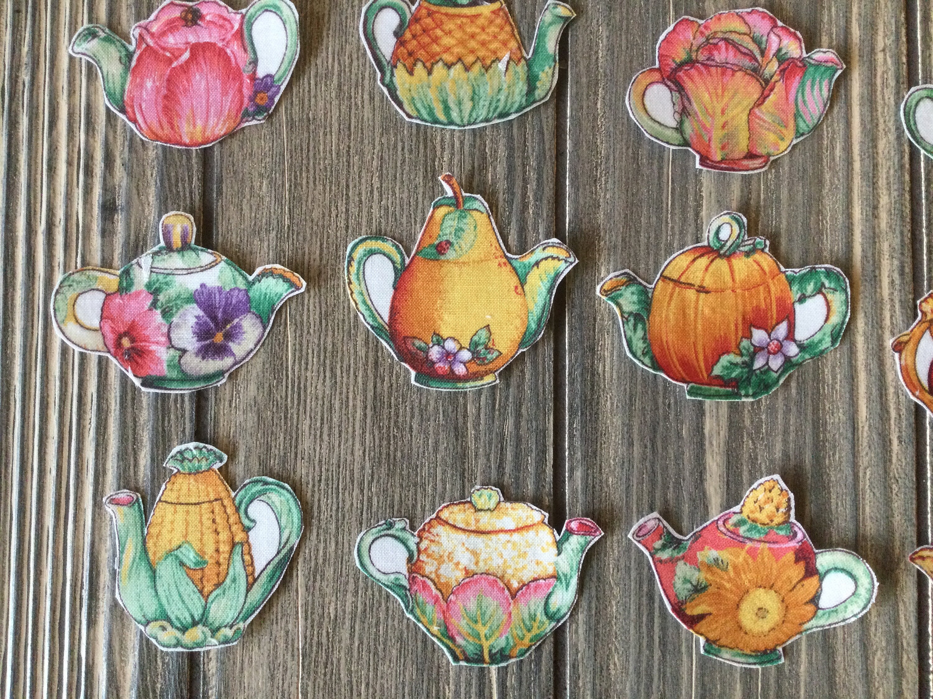 16 Cottage Country Garden Teapots Iron-on Cotton Fabric - Etsy