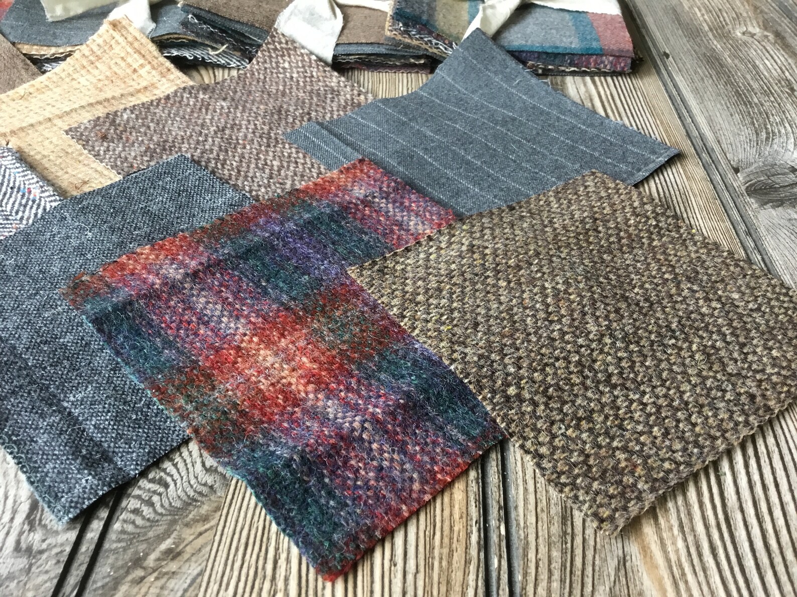 10 of 5 Square Vintage Wool Fabric Pieces for Craft Journaling, Slow ...