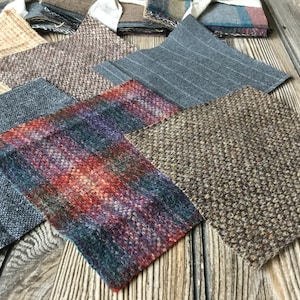 10 of 5" Square Vintage Wool Fabric Pieces for Craft Journaling, Slow ...