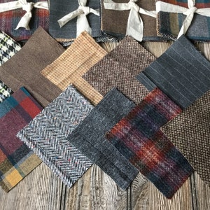 10 of 5" Square Vintage Wool Fabric Pieces for Craft Journaling, Slow ...