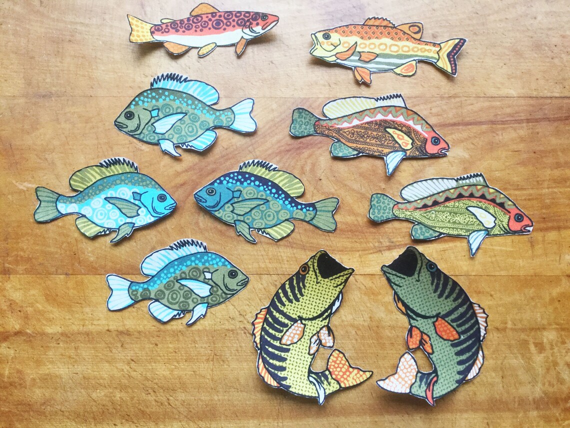 10 Painted Fish Iron-on Cotton Fabric Appliques for DIY - Etsy