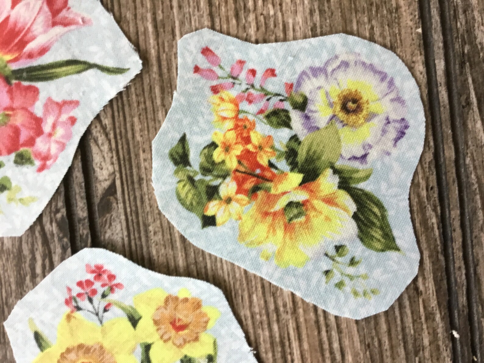 5 Flower Bouquet Iron-on Cotton Fabric Appliques Collage - Etsy
