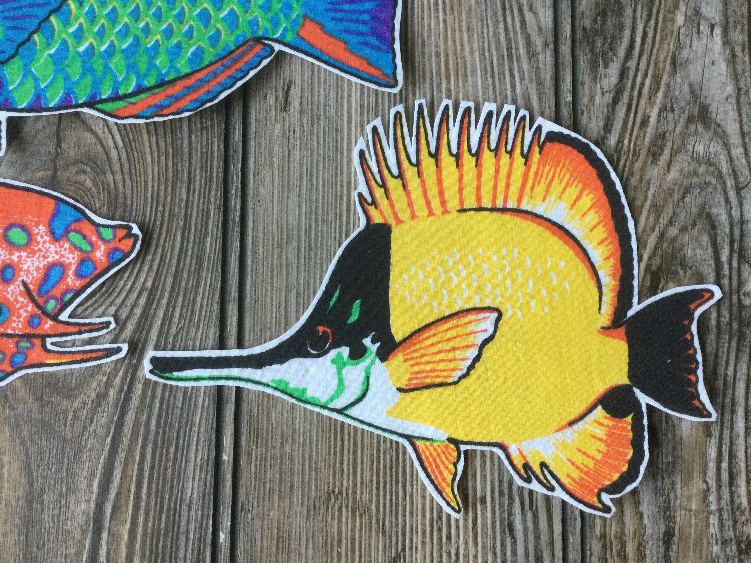 5 Big Tropical Fish Iron-on Cotton Fabric Applique Patches - Etsy