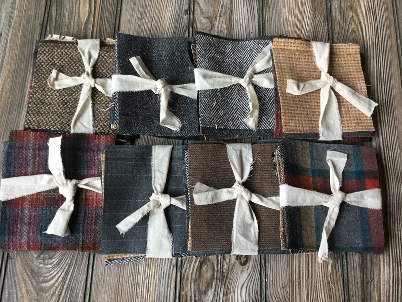 10 of 5" Square Vintage Wool Fabric Pieces for Craft Journaling, Slow ...