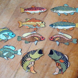 10 Painted Fish Iron-on Cotton Fabric Appliques for DIY Projects - Etsy