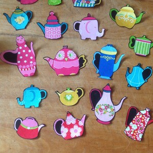 22 Piece of Little Teapots Iron-on Cotton Applique Fabric Patches for ...