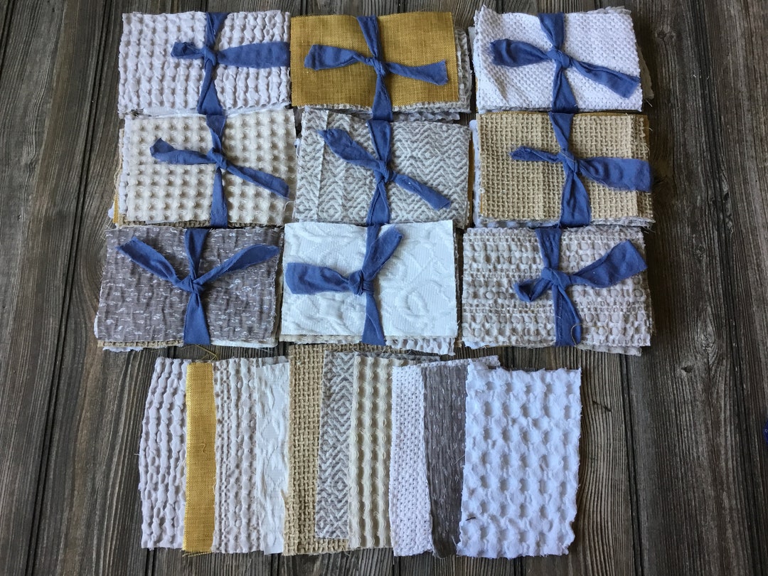 10 Waffle Cotton Fabric Scrap Pieces 4"x 6" for Craft Journaling, Slow ...