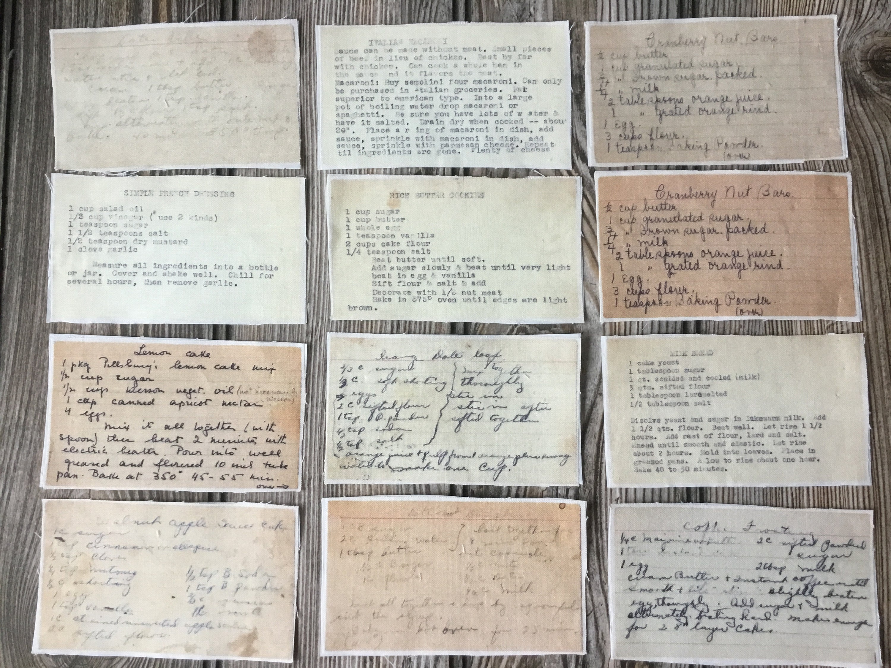 12 Piece Hand-writing Recipe Text Words Iron-on Cotton Fabric - Etsy