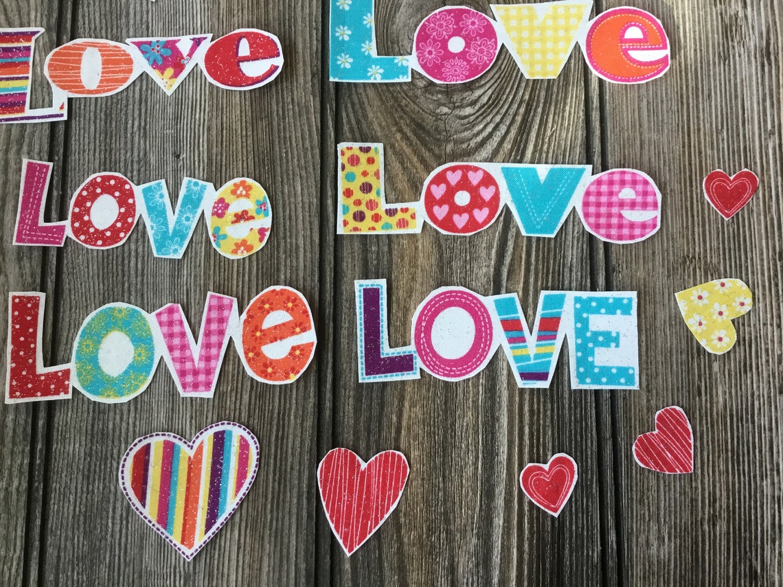 21 Piece of Word love Big & Small Heart Iron-on - Etsy