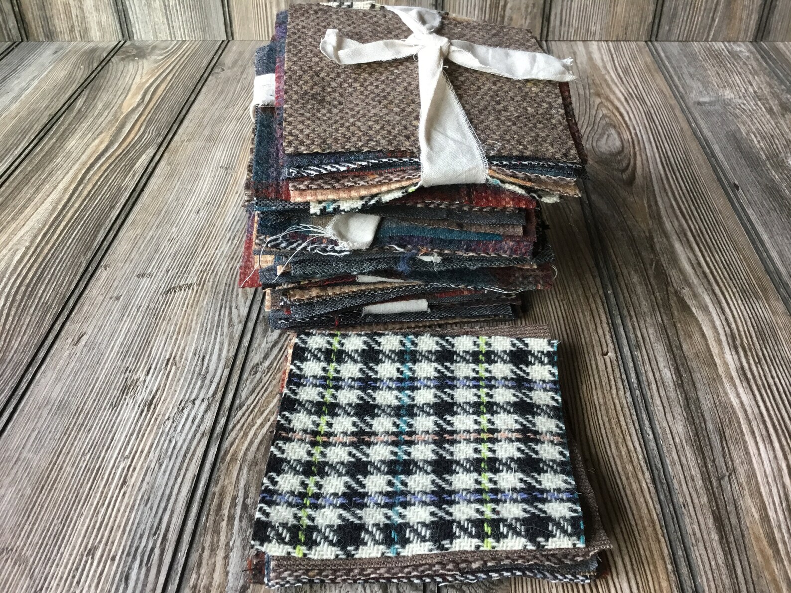 10 of 5" Square Vintage Wool Fabric Pieces for Craft Journaling, Slow ...