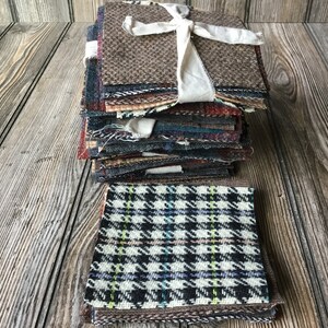 10 of 5" Square Vintage Wool Fabric Pieces for Craft Journaling, Slow ...