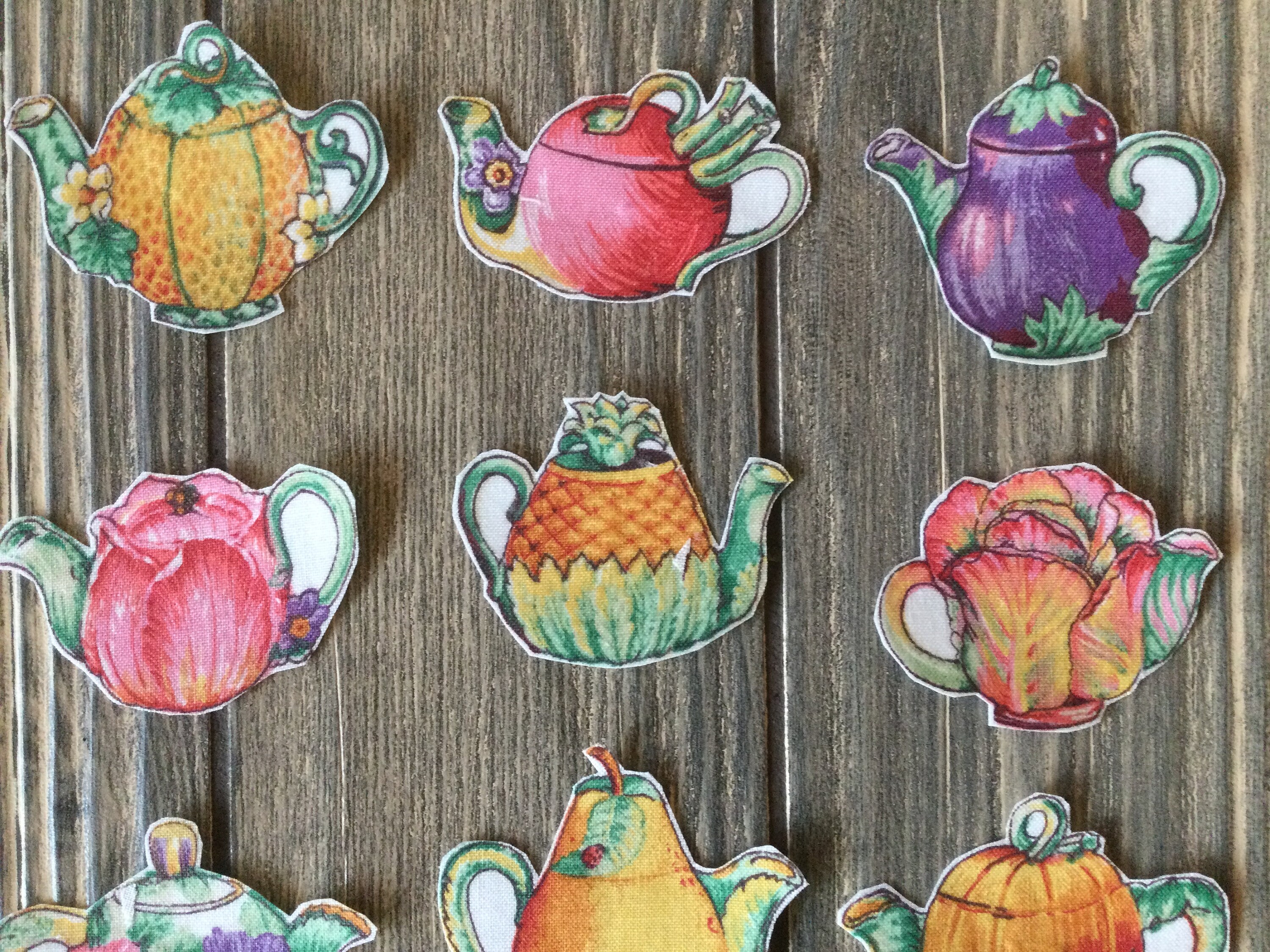 16 Cottage Country Garden Teapots Iron-on Cotton Fabric - Etsy