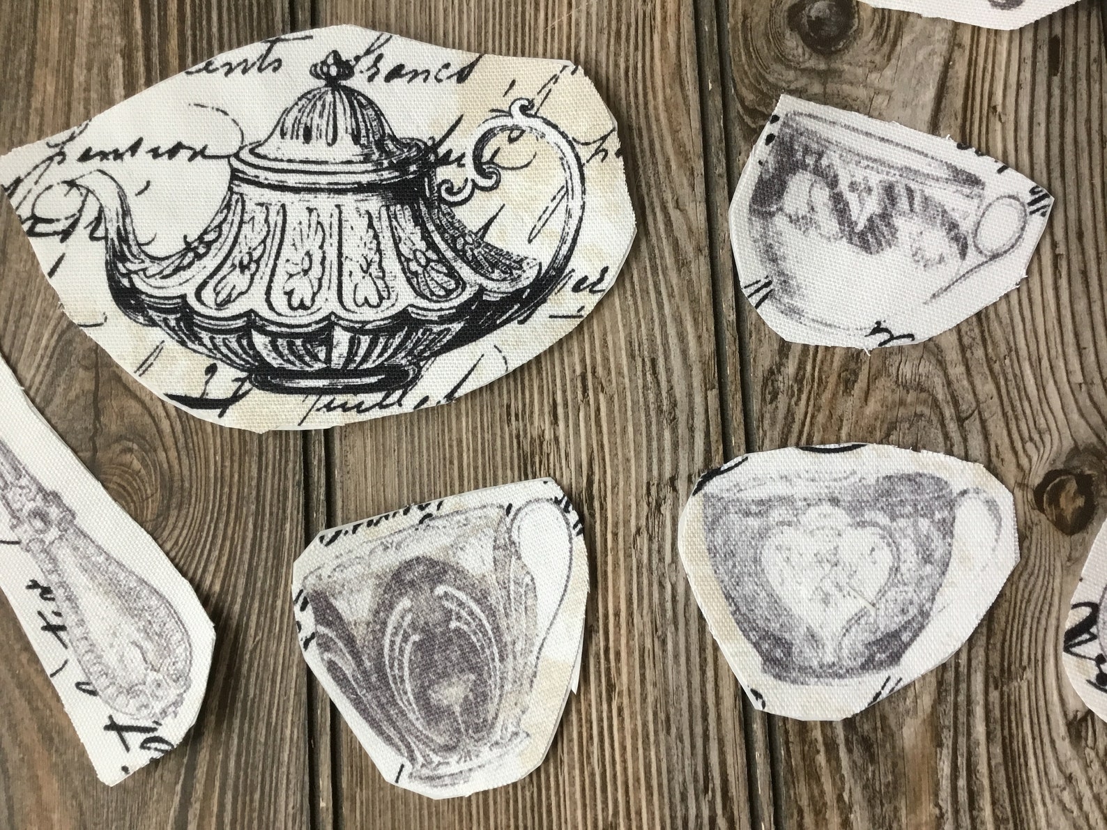 8 Big Piece of Teacups Teapots & Spoon Iron-on Cotton Fabric - Etsy