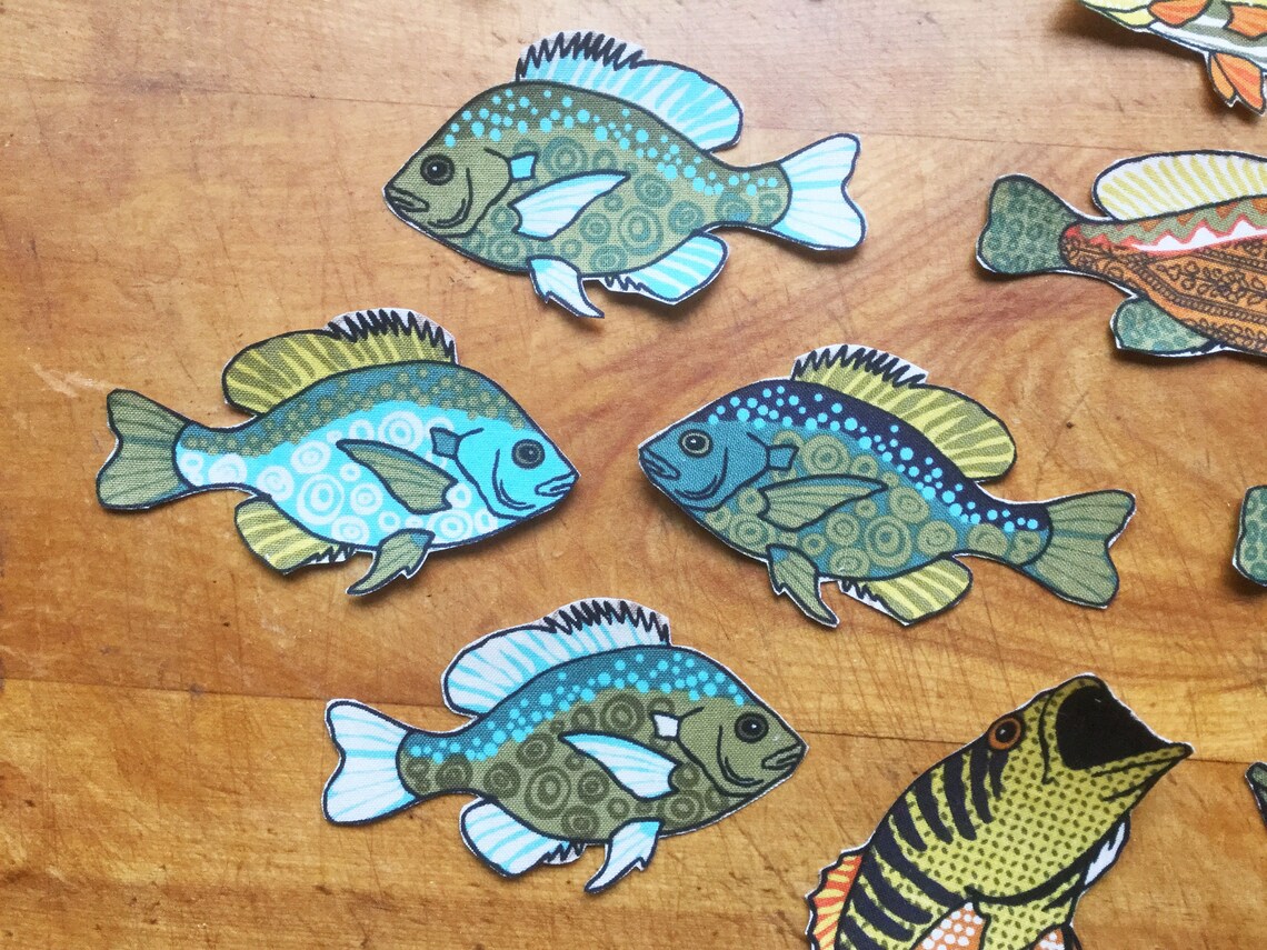 10 Painted Fish Iron-on Cotton Fabric Appliques for DIY - Etsy