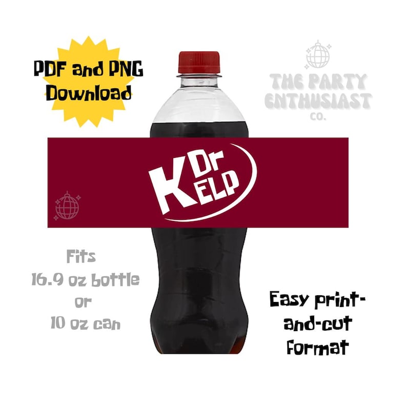 Dr. Kelp Spongebob Soda Label 16.9oz Bottle/10oz Can Size - Etsy