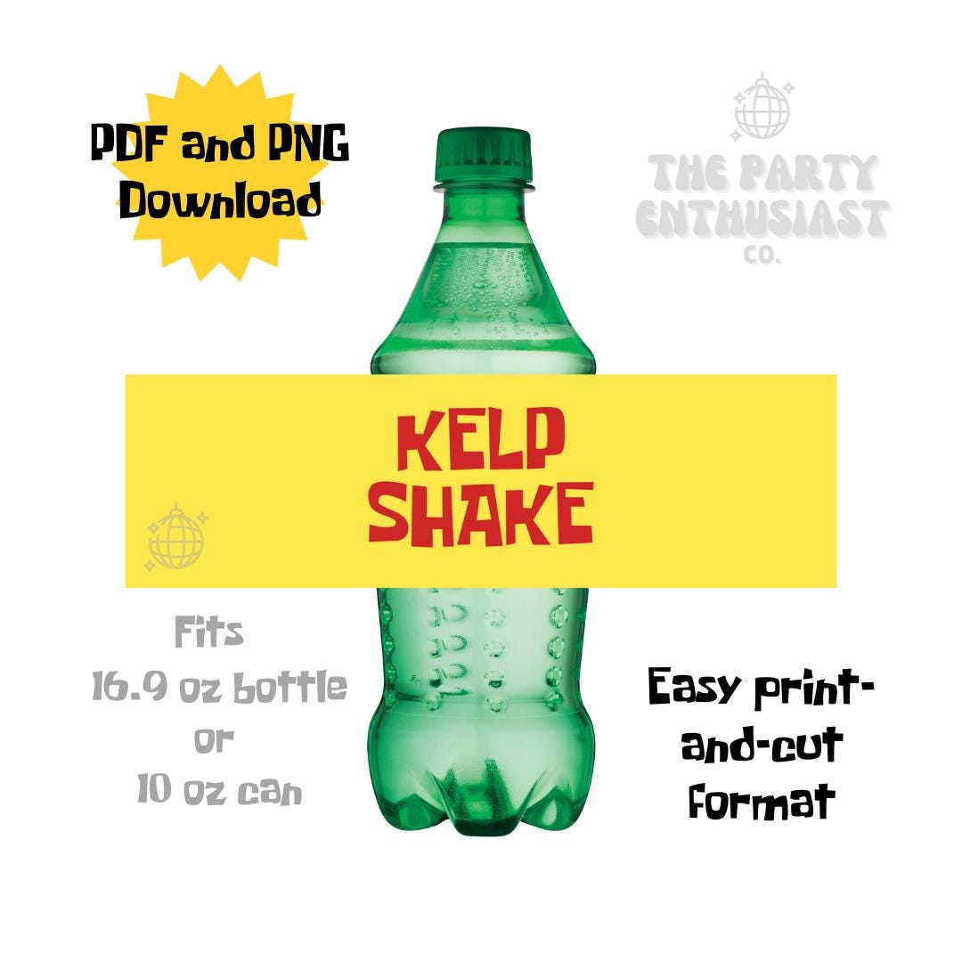 Kelp Shake Spongebob Soda Label 16.9oz Bottle/10oz Can Size - Etsy