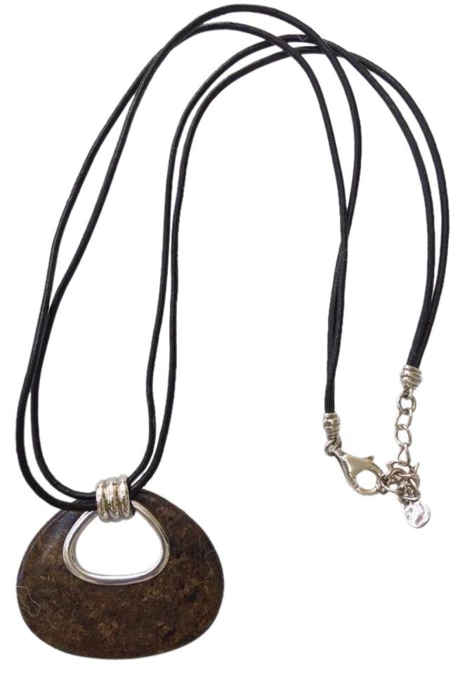 Silpada 925 Sterling Silver Bronzite Pendant Leather Necklace Brown 2 ...