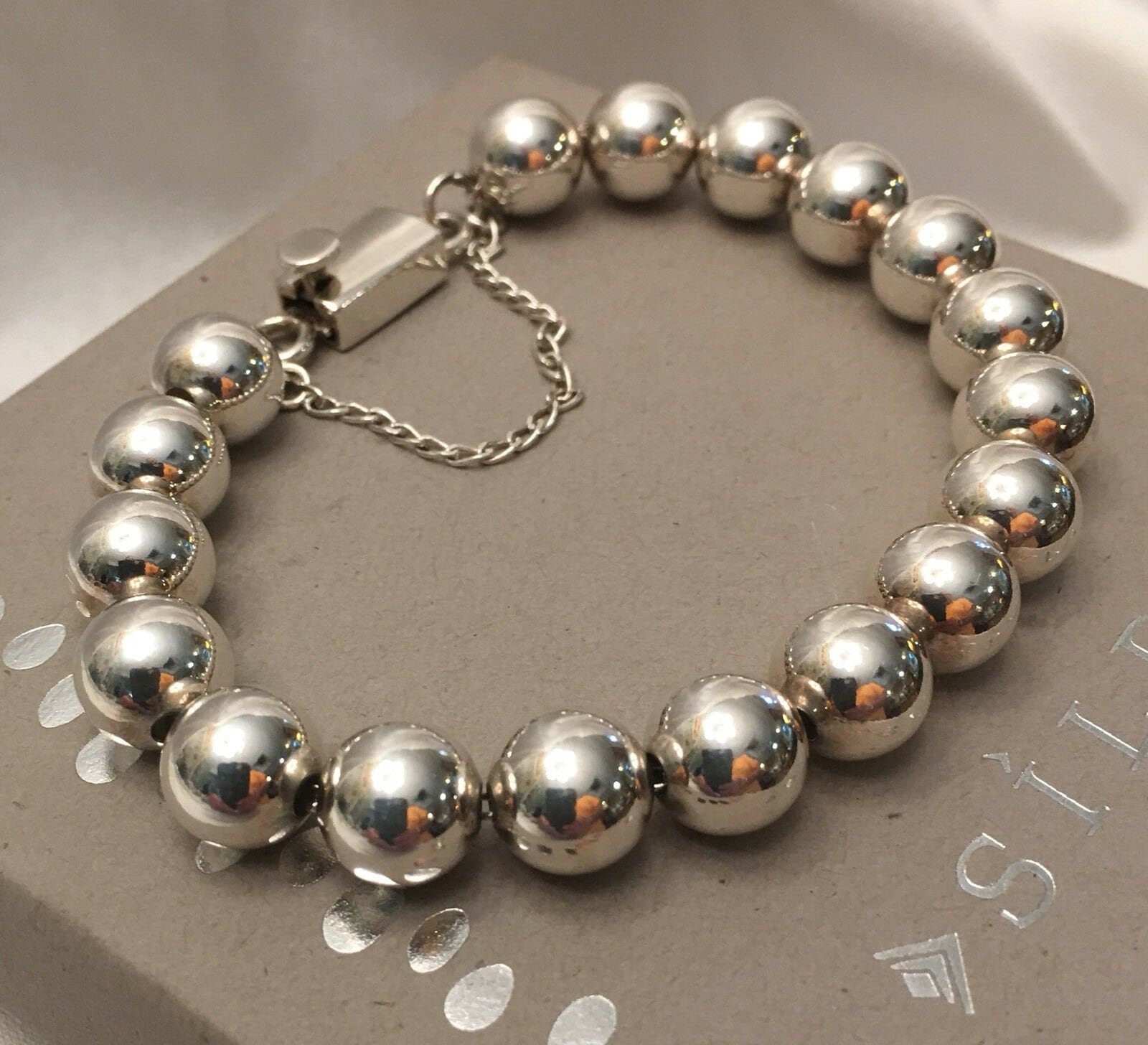 Silpada 925 Sterling Silver Ball Bead Bracelet 10mm Box Clasp Bracelet ...
