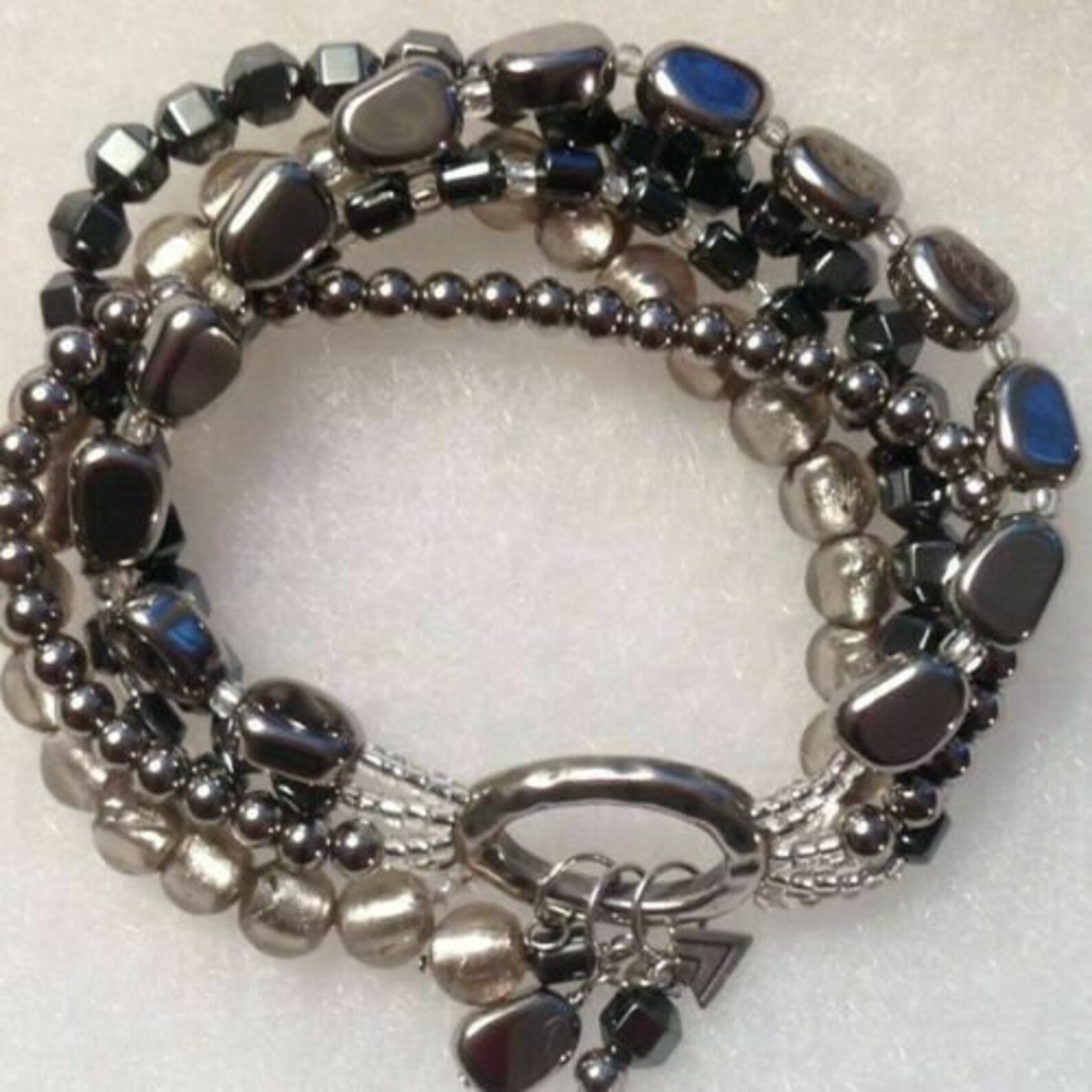 Silpada Sterling Silver Hematite Bracelet: 5-strand Stretch Design - Etsy