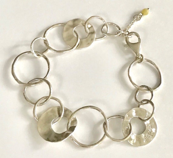 Silpada Sterling Silver Paper Chain Bracelet Retired Jade Accent Etsy