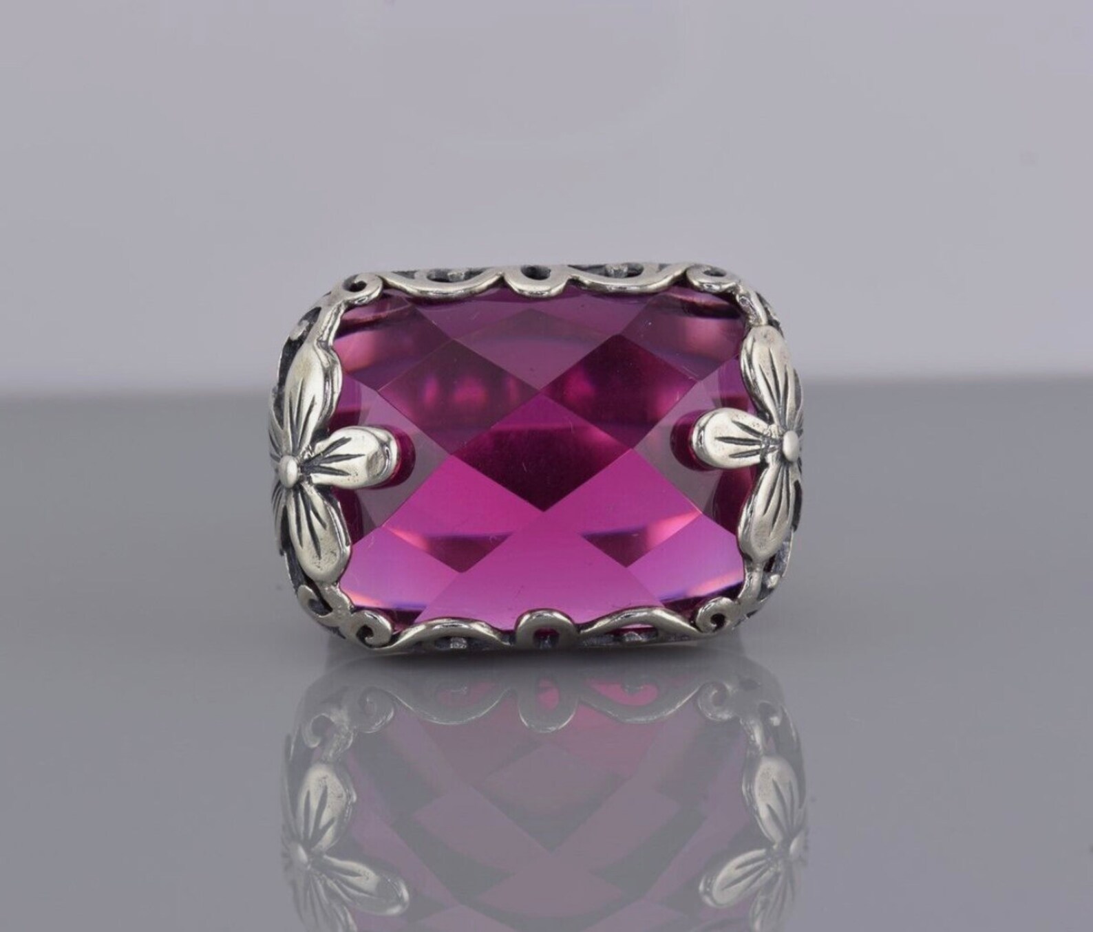 Silpada Sterling Silver Pink Berry Licious R2306 Flower Band Ring Size ...