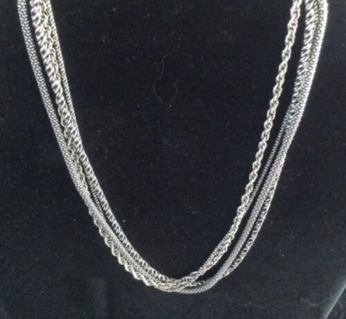 Silpada 4 Strand Chain Necklace and Coin Pearl Pendant Oxidized Multi ...