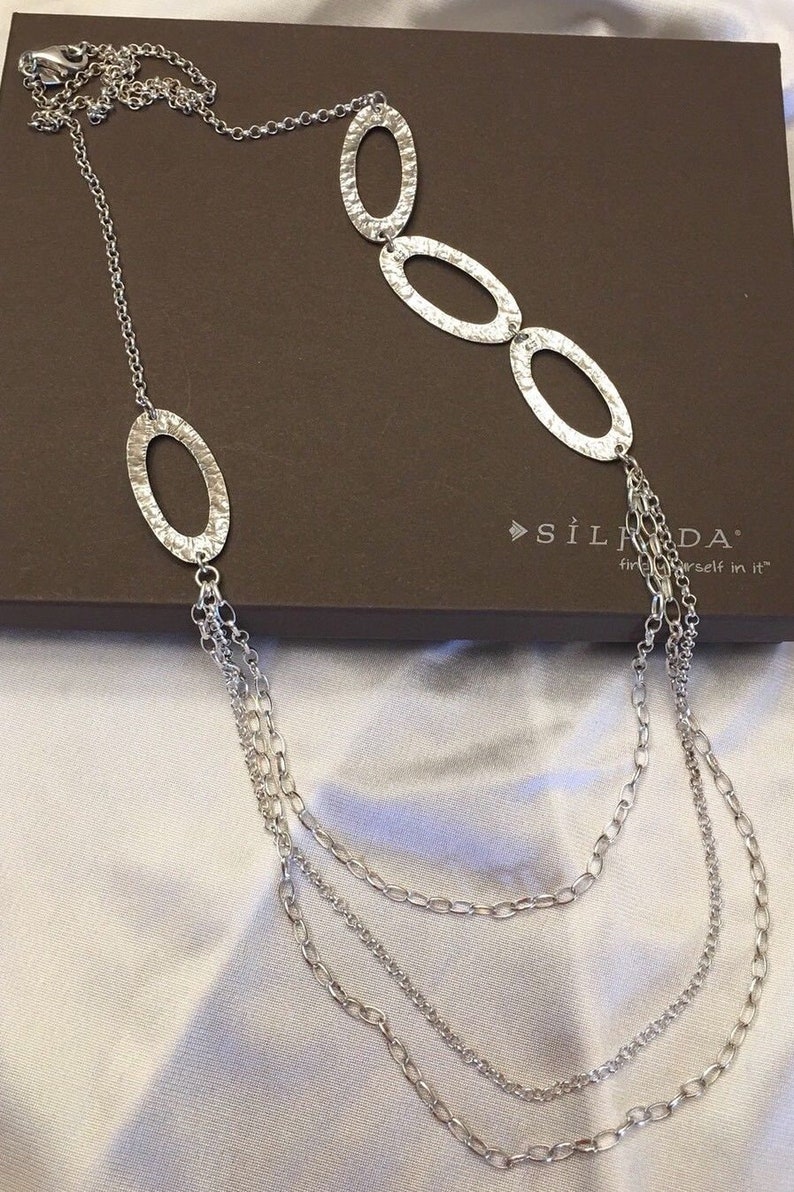 Silpada Necklace Sterling Silver Cascading Oval Links 32 Retired 925 - Etsy