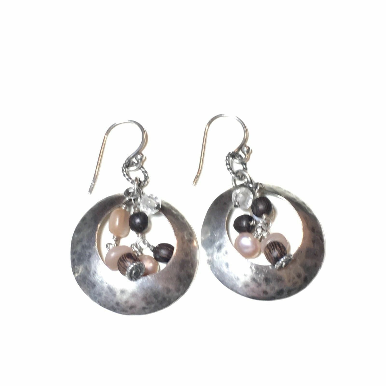 Silpada Sterling Silver Hammered Earrings Rose Quartz Pearl | Etsy