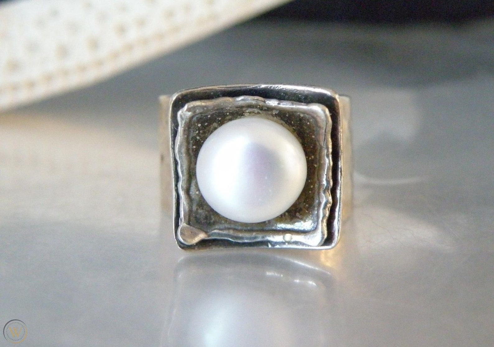 Silpada Hammered Sterling Silver Freshwater Pearl Ring Size 6 Retired ...