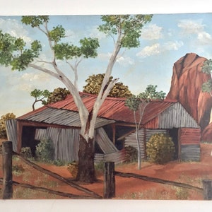 Australian Outback Scene - Vintage Painting by Cook - Original Oil on ...