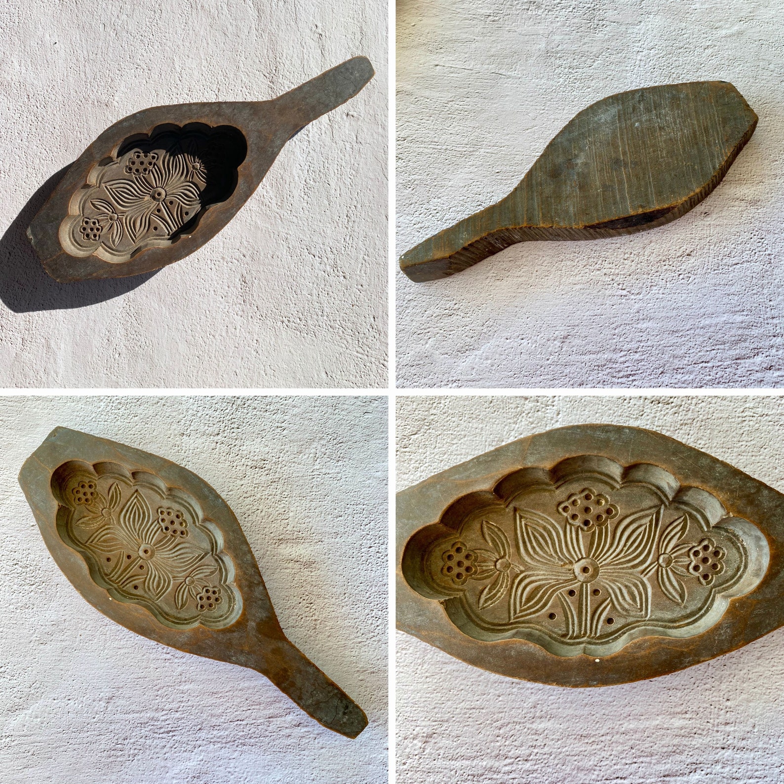 5 Vintage Asian Cookie Mold - Asian Folk Pastry Mold - Kitchen Rustic ...
