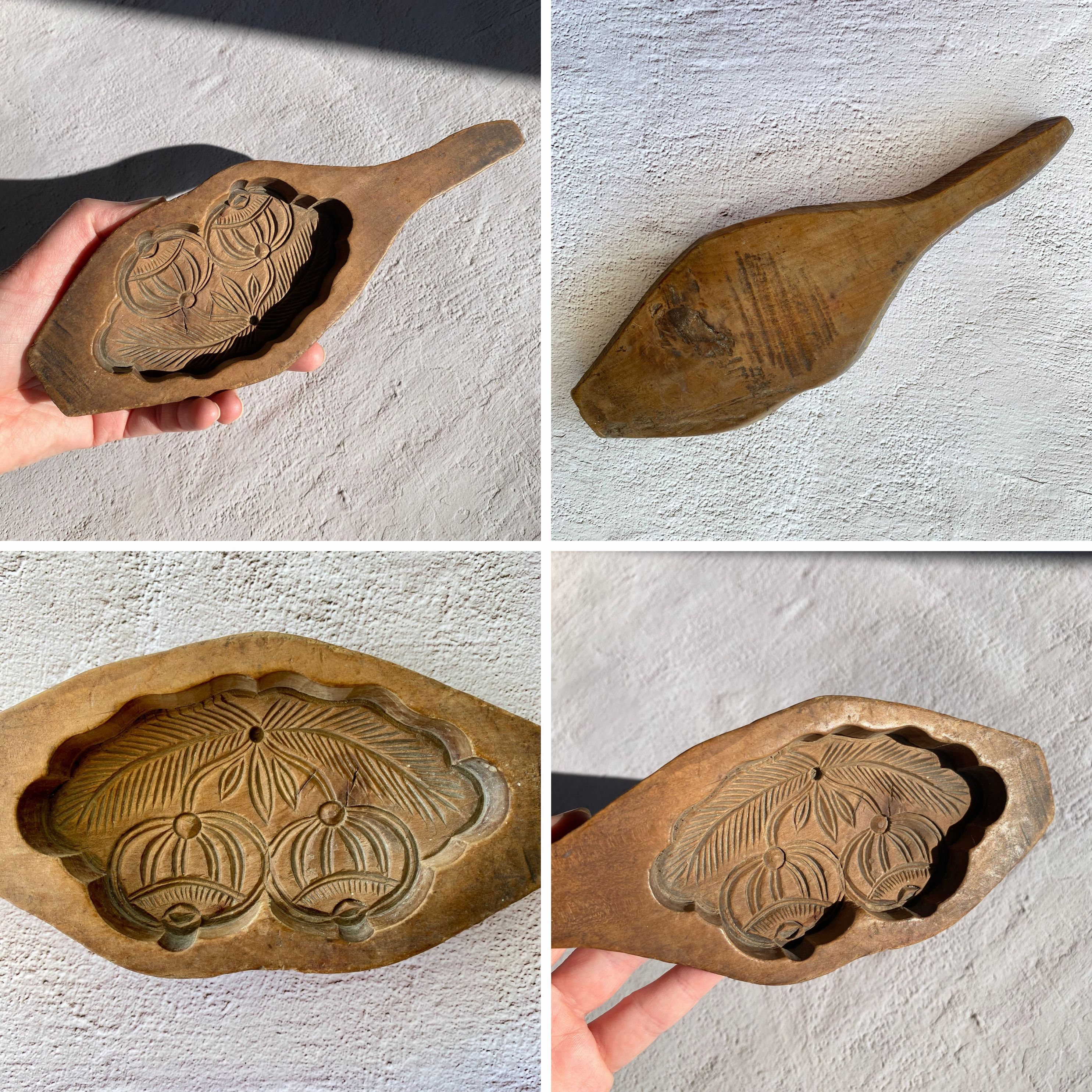 5 Vintage Asian Cookie Mold - Asian Folk Pastry Mold - Kitchen Rustic ...