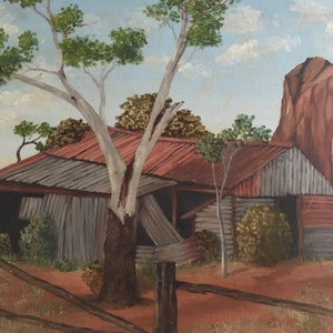 Australian Outback Scene - Vintage Painting by Cook - Original Oil on ...