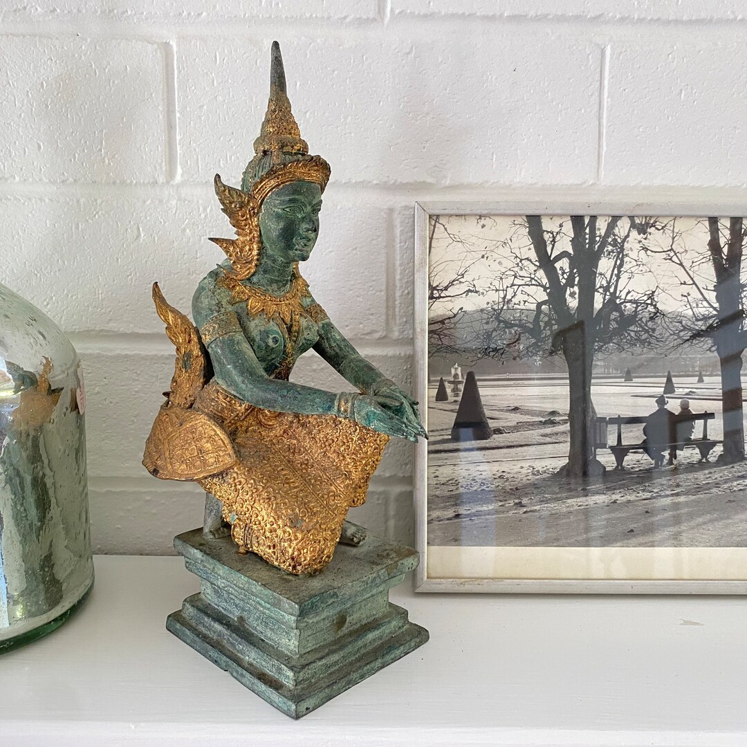 Thai Kinnaris Statue Antique Thai Style Kneeling Kinnara Figurine ...