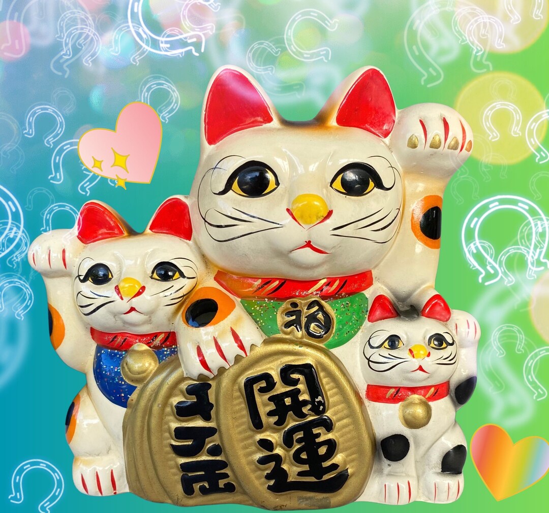 Vintage Japanese Lucky Cat Manekineko Money Box - Traditional Money Box ...