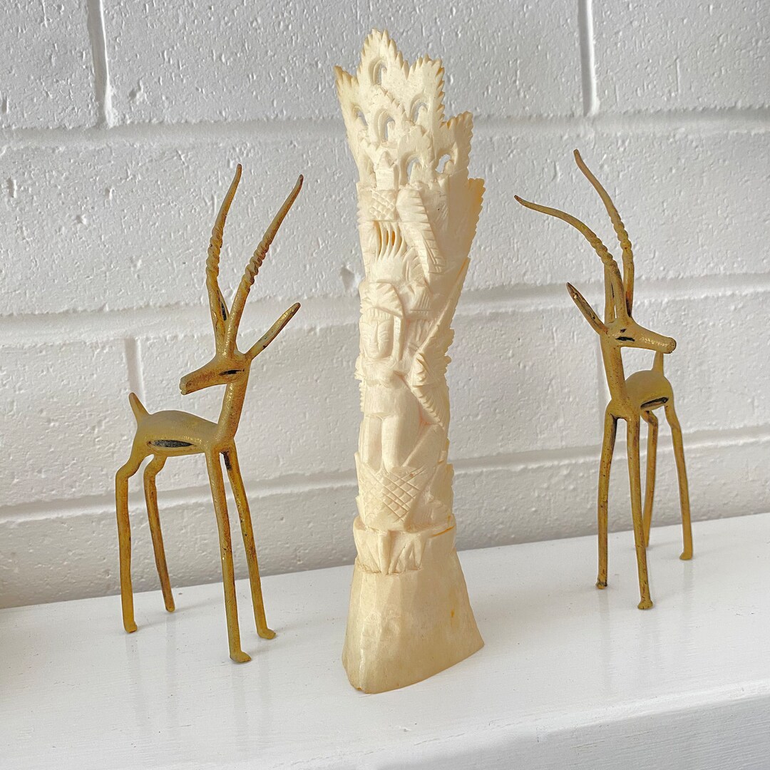 Lovely Balinese Carved Bone Statue - Vintage Bovine Bone Totem ...