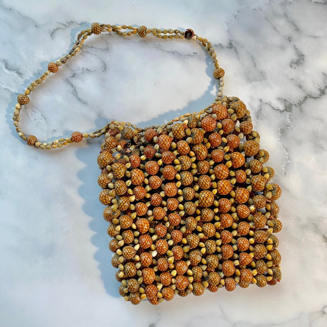 Rare South East Asian Rattan Fruit Pods and Seeds Handbag - Vintage ...