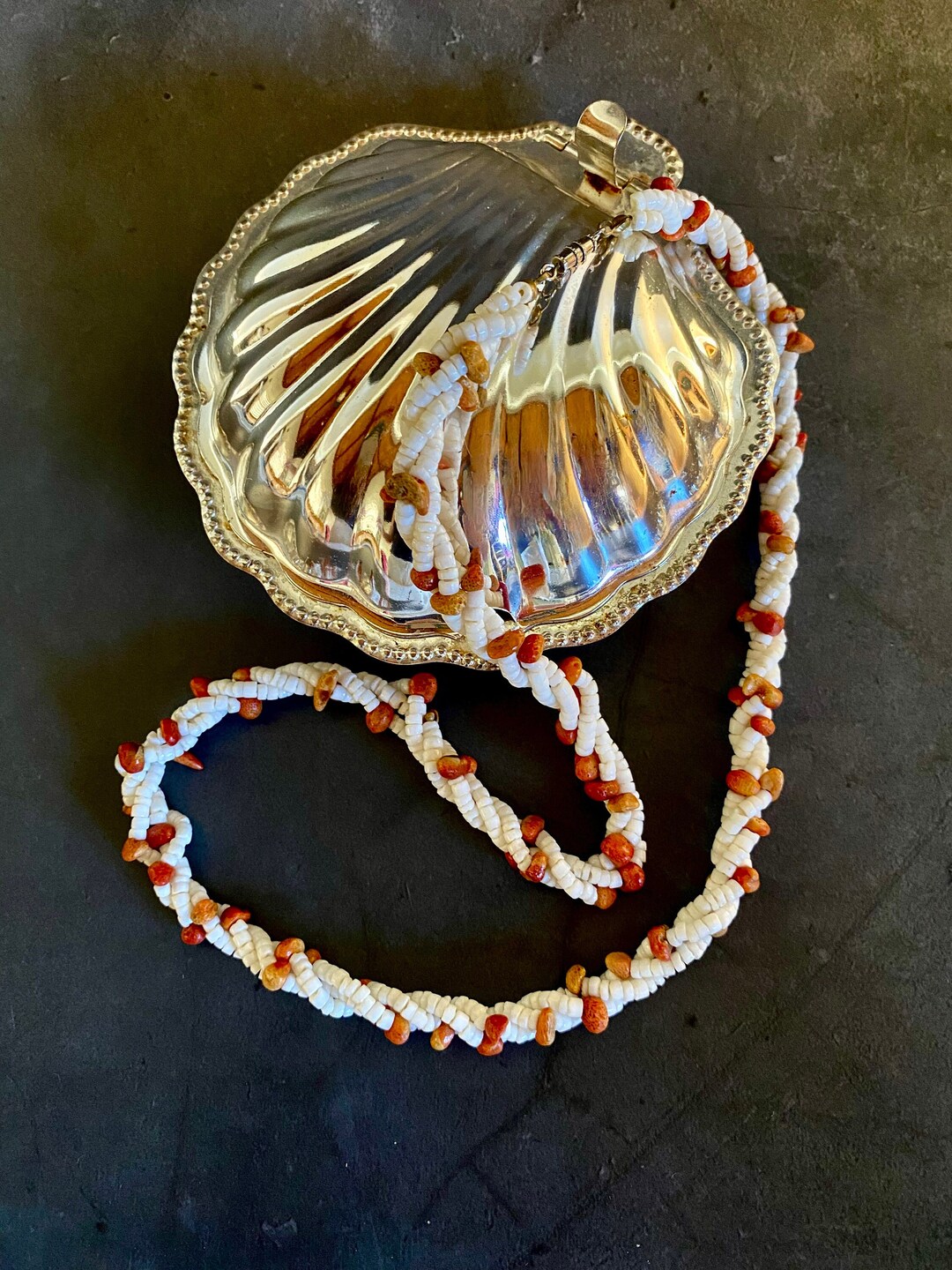Old Vintage Polynesian Necklace - Matte Cream Colour Shell Beads and ...