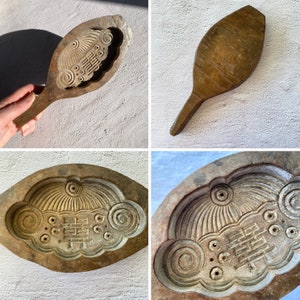 5 Vintage Asian Cookie Mold - Asian Folk Pastry Mold - Kitchen Rustic ...