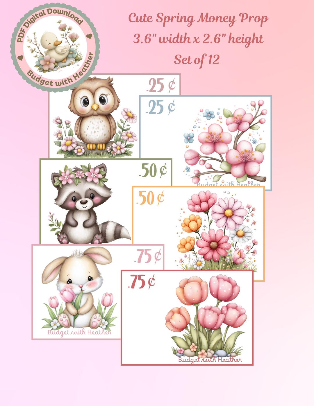 Spring Animals and Flowers Prop Money, Set of 12 (PDF Digital Download ...