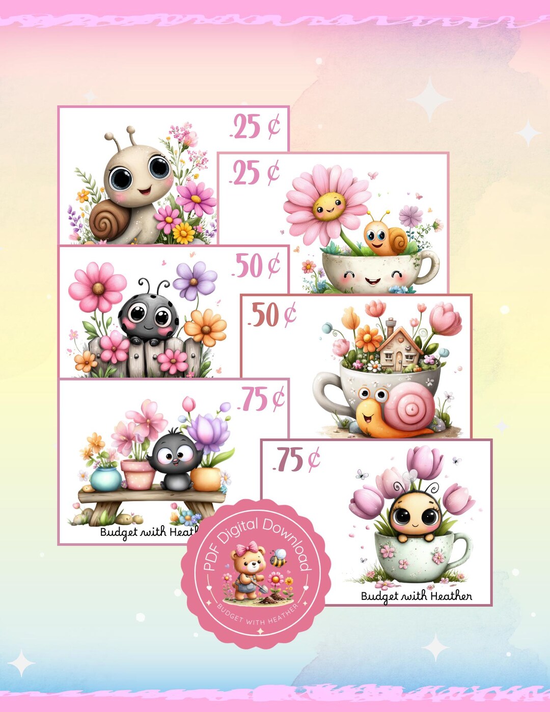 Flower Money, Cash Stuffing, Placeholder Cash, Set of 12 (PDF Digital ...