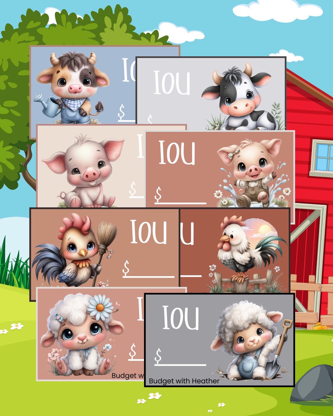 Farm Animals IOU Slips, Challenge Slips, Savings, Budgeting, PDF ...