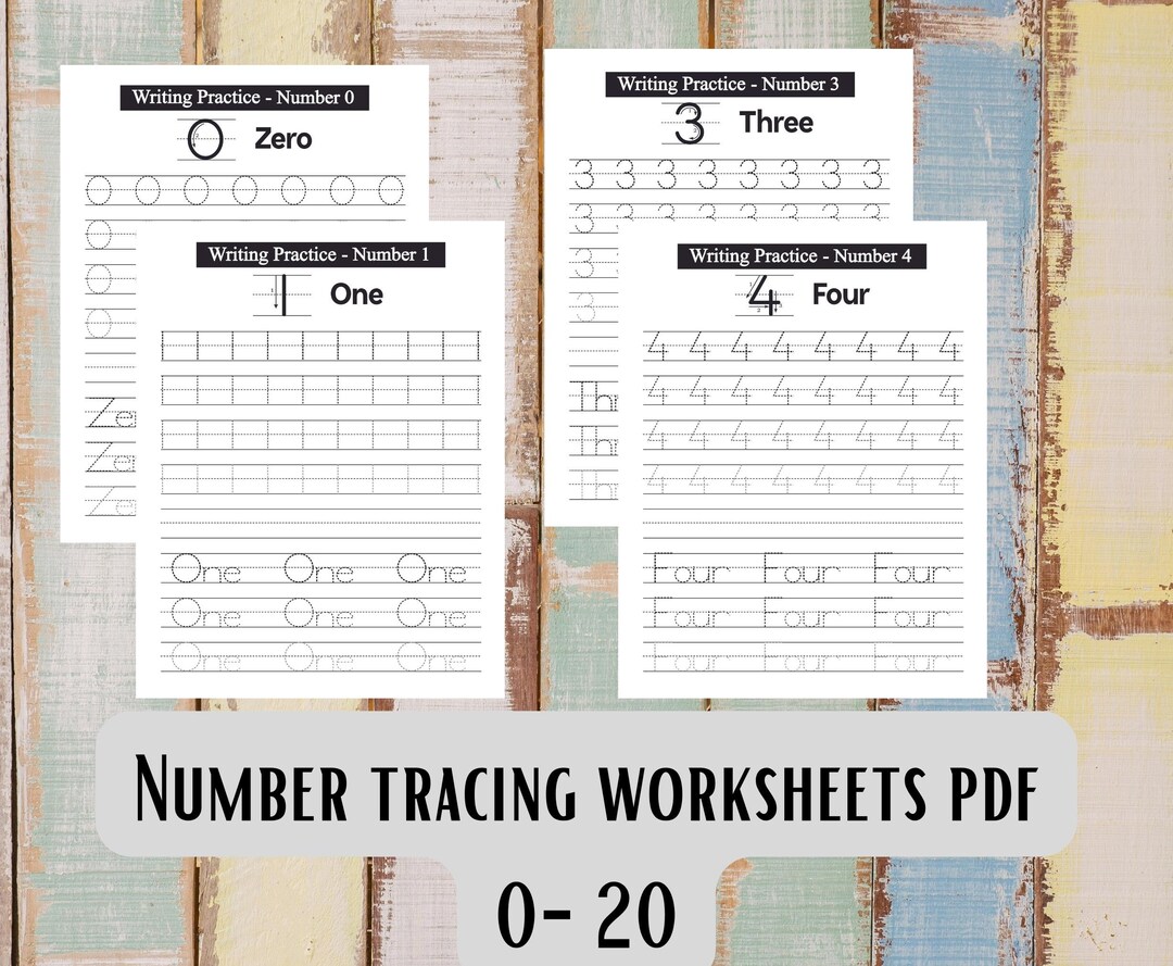 Number Tracing Worksheets Printable 0-20 Preschool - Etsy