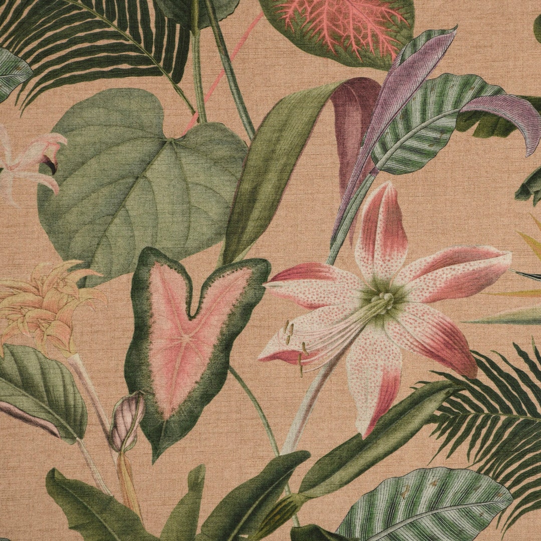 Outdoor Fabric Dralon Exotic Flowers Beige Green Pink 1.40 M - Etsy