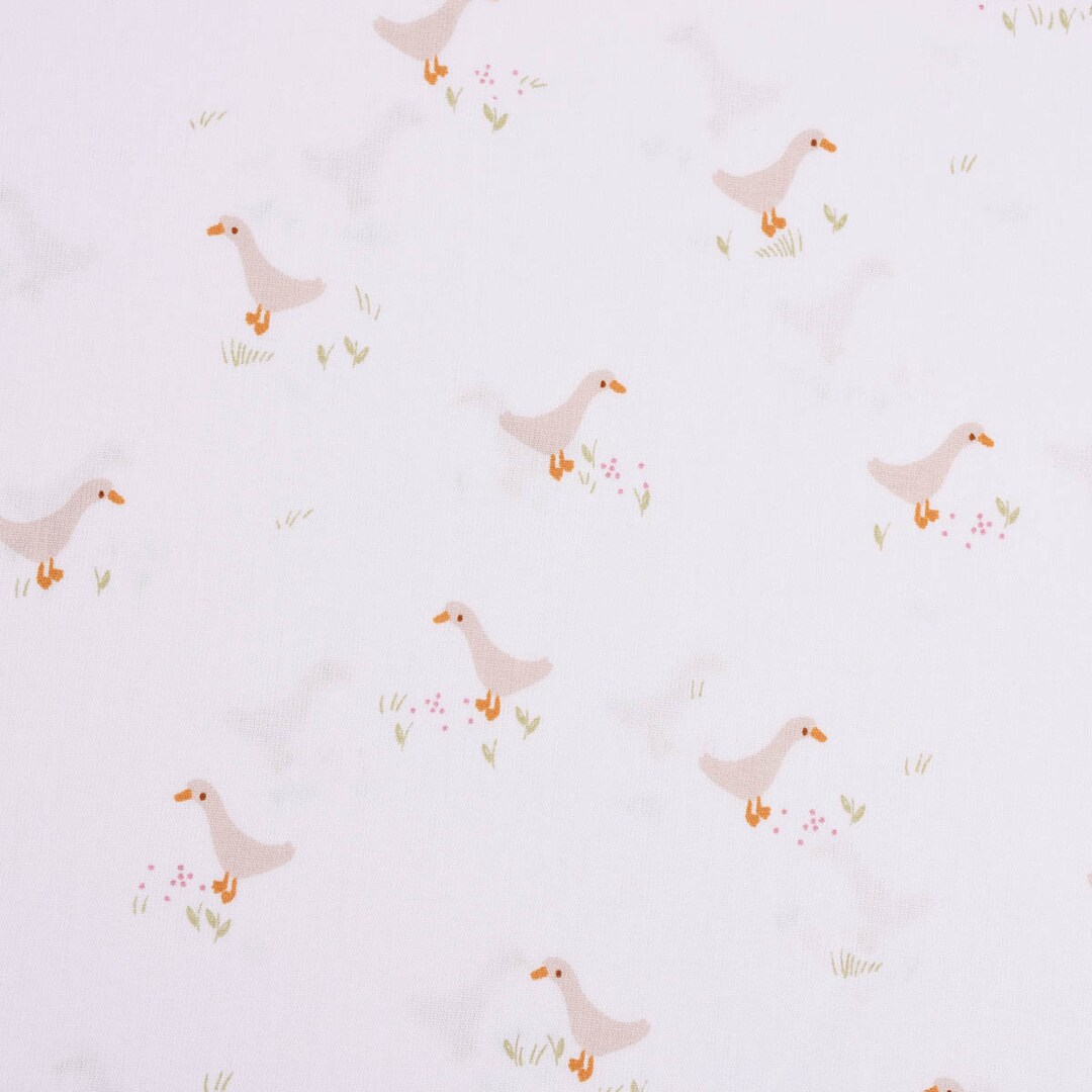 Cotton Fabric Poplin Geese GOOSE AND FLOWERS White 1.48 M Width - Etsy